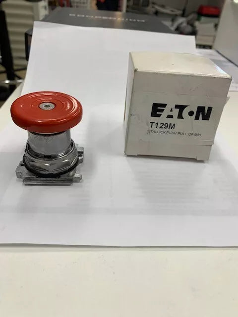 Eaton emergency stop button model T129M — Switched on electrical supplies